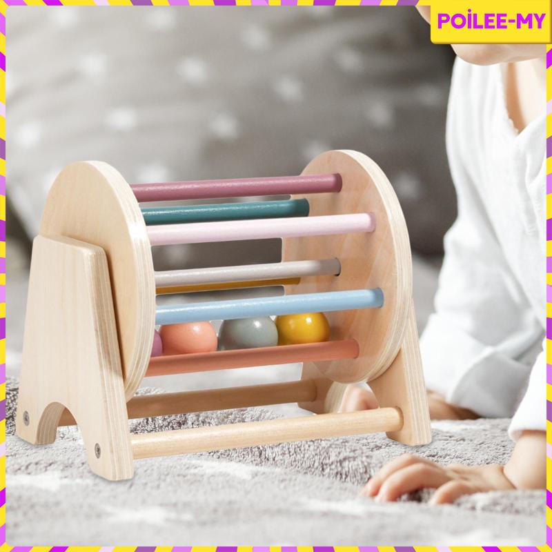 [PoileeMY] Wooden Rolling Drum Toy Montessori Ball Cylinder Rolling ...