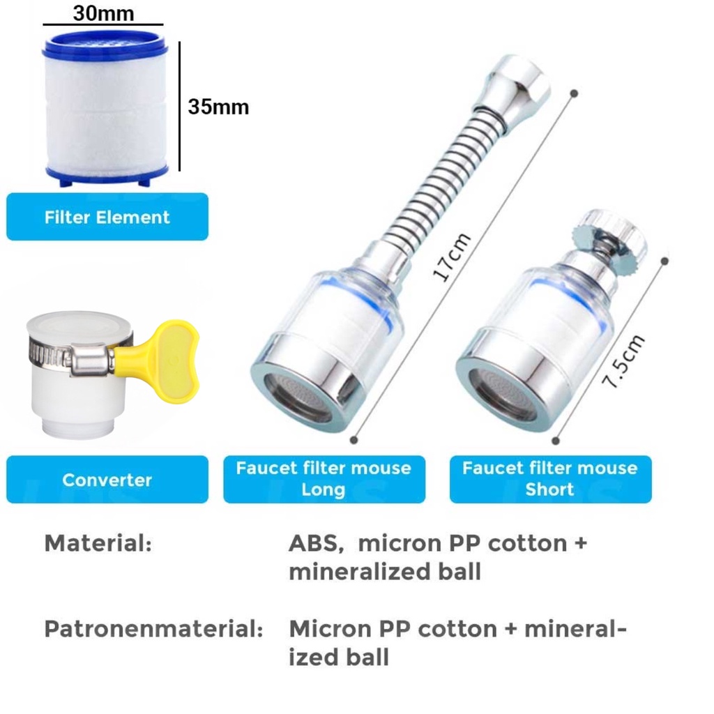 Kitchen Water Tap Faucet Pressurized Bubbler Filter Water Booster ...