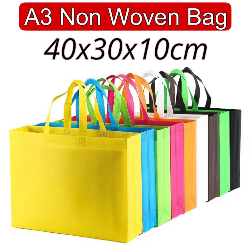 Ready Stock Plain A3 & A4 Non Woven Bag Reuseable Tote Bag Eco Friendly ...