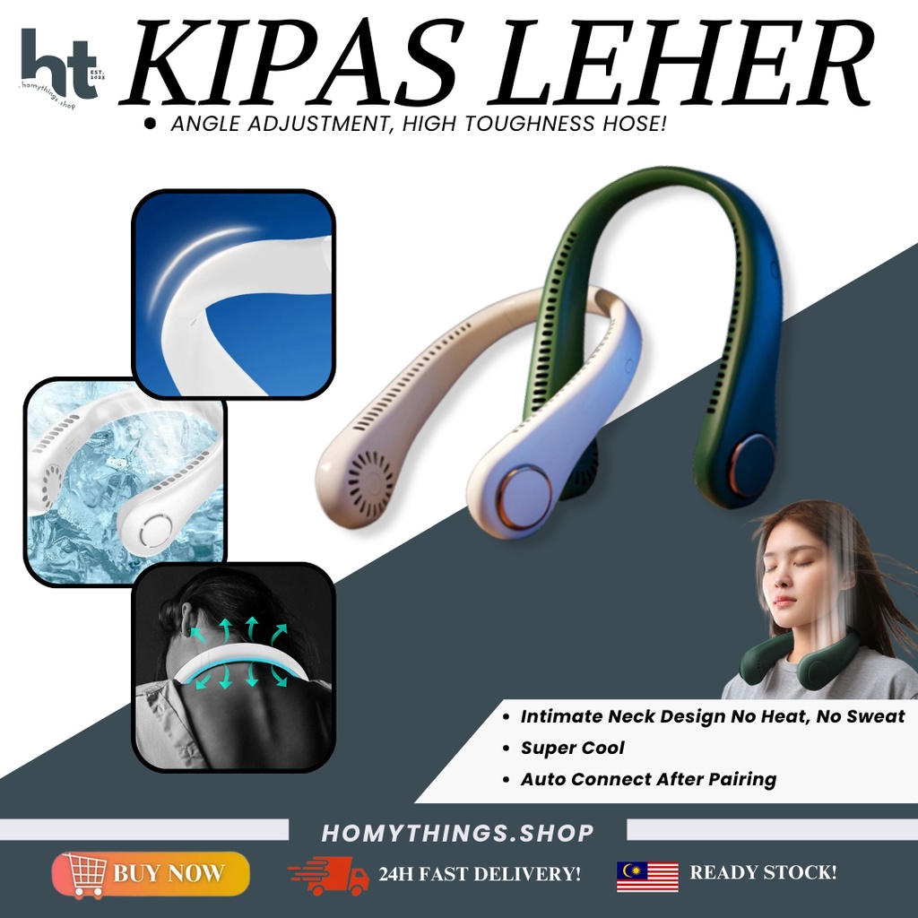 【HOMYT.SHOP】Neck Fan Portable Bladeless Fan Quiet Sports Fan Outdoor ...