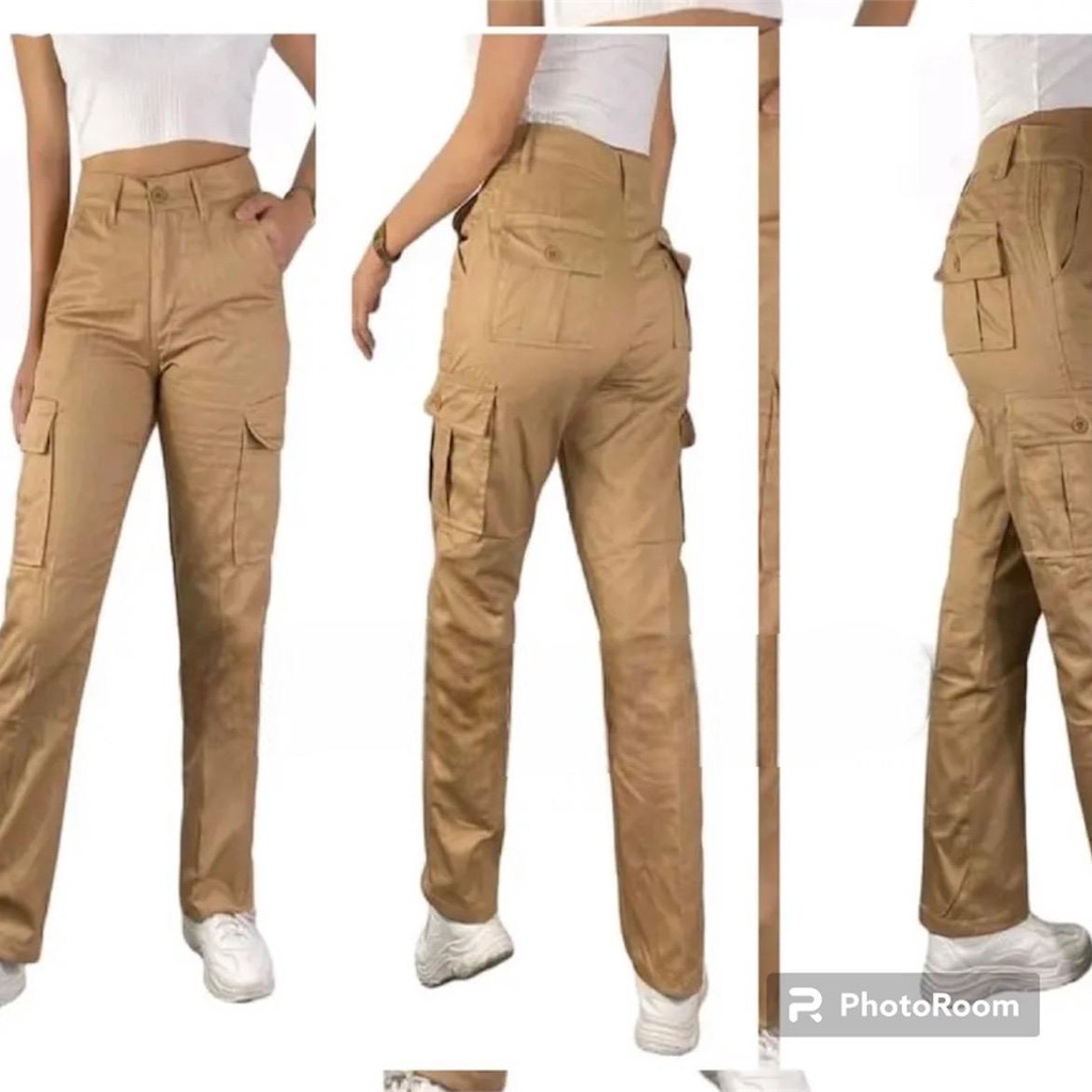 Straight cut Seluar Kargo Slack 6 Poket Kain Tebal Cargo Pant Multi ...