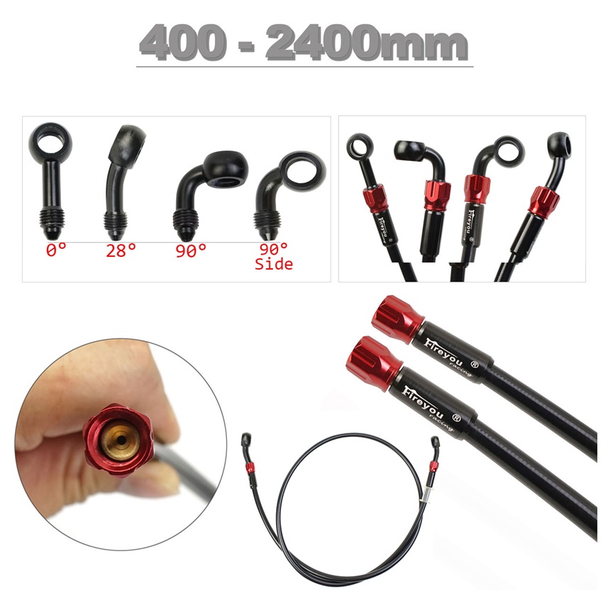 Universal Motorcycle Brake Hose AN3 Steel Braided Hose Hydraulic DOT ...
