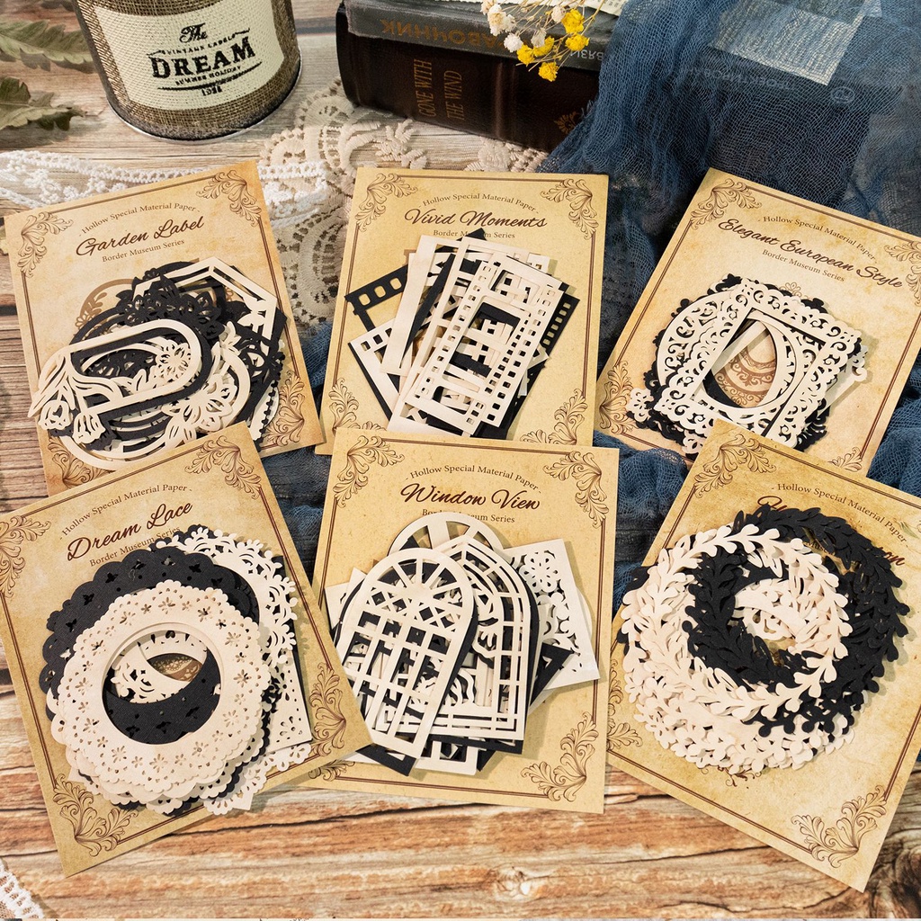 Journamm 16pcs/pack Cutout Frame Black White Craft Paper Collage ...