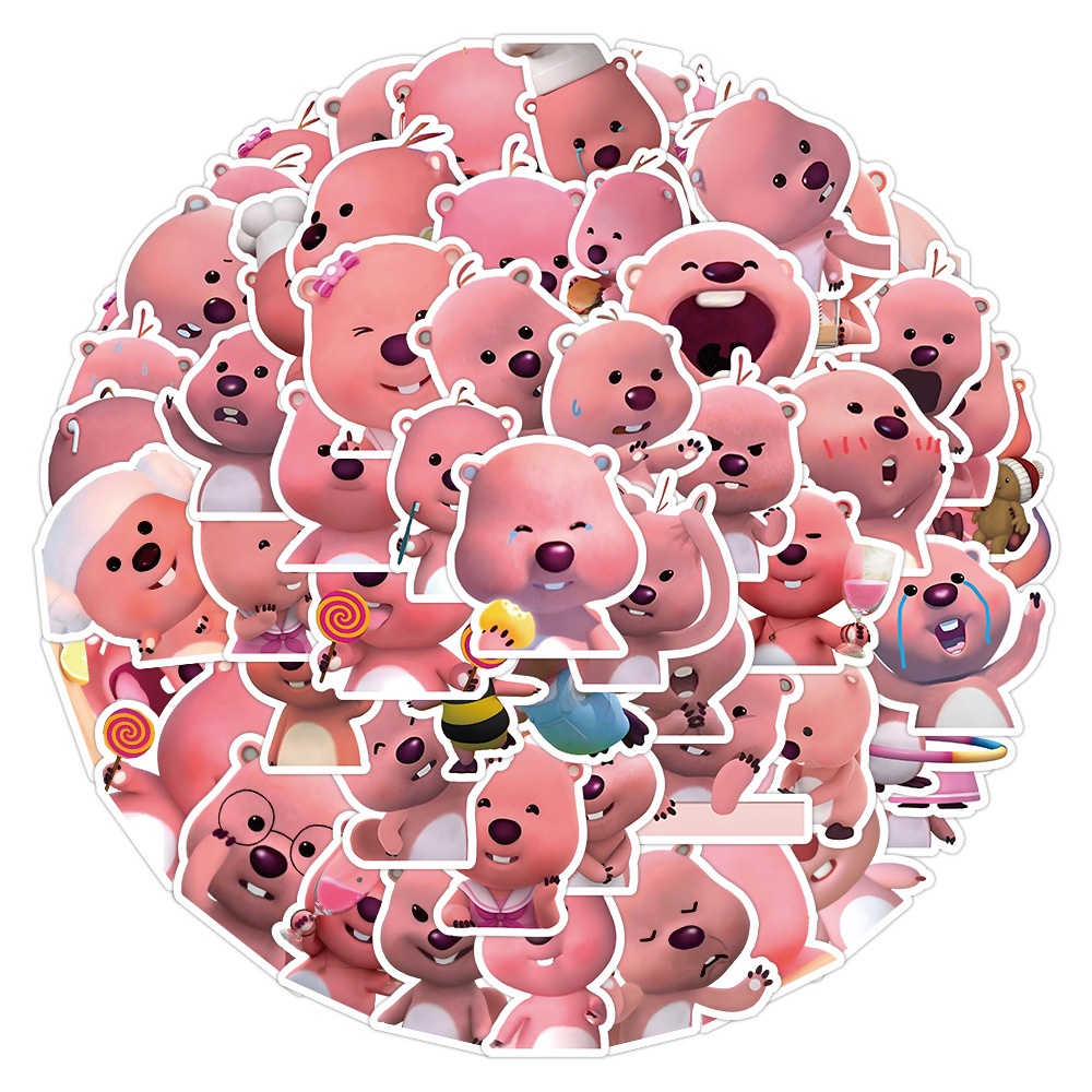 60PCS Korean Cartoon Anime Loopy Beaver Graffiti Stickers For Helmet ...