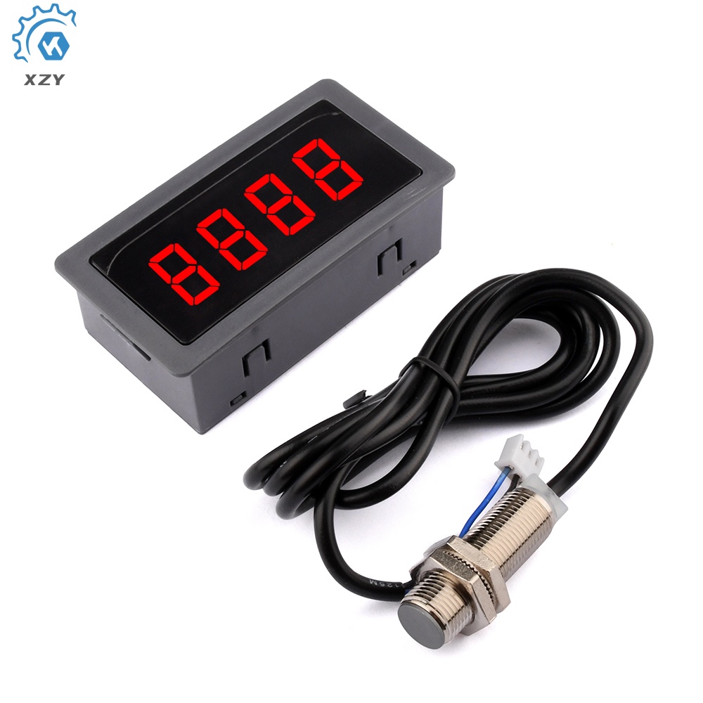 4 Digital Red LED Tachometer RPM Gauge Speed Meter with Hall Magnet ...