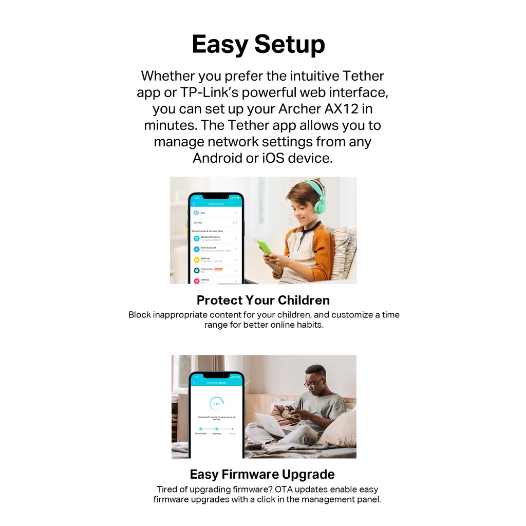 TP-Link Archer AX12 AX1500 Dual Band Gigabit Wireless WiFi 6 Router For ...