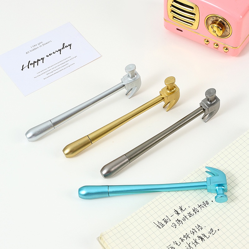 M&P New metallic claw hammer gel pen cute hammer shape student ink pen ...