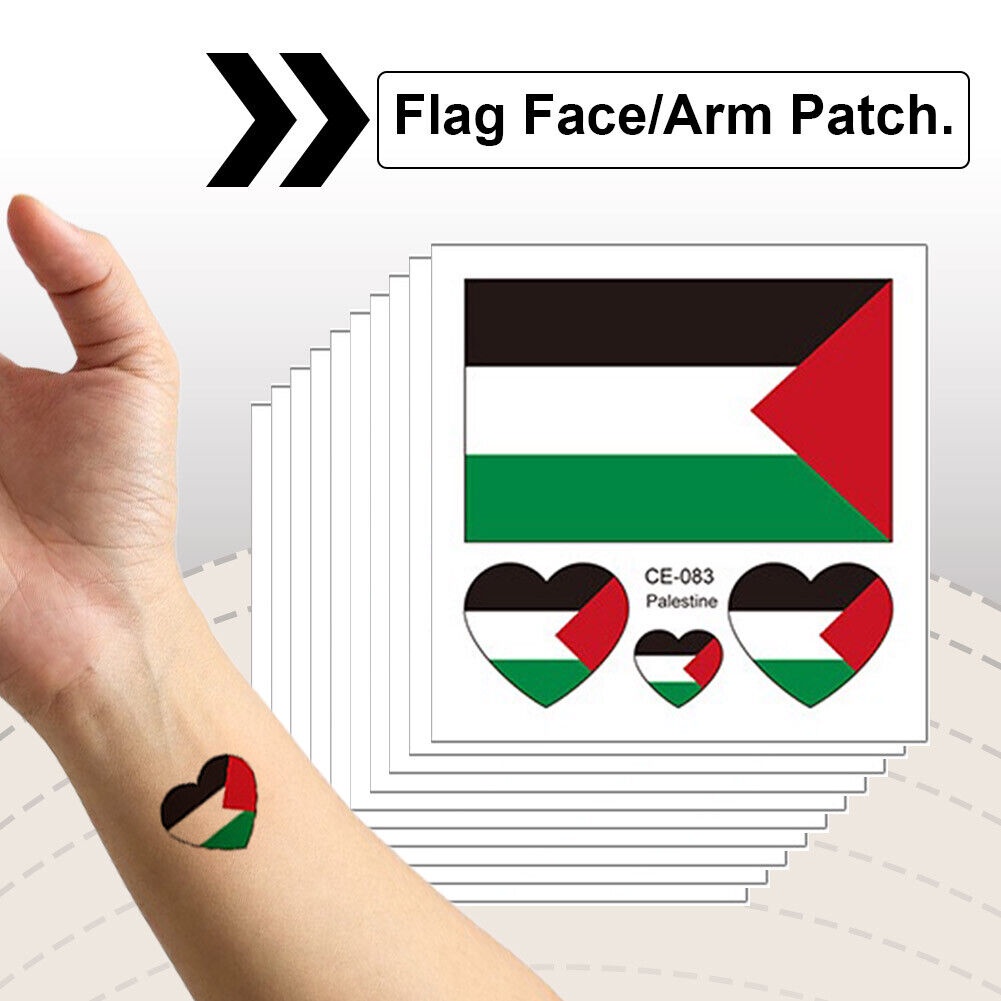 10pcs Palestine Flag Heart Face Arm Stickers Waterproof Palestine ...