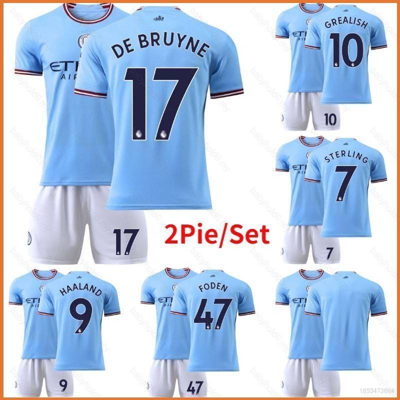BHS 2Pie/Set 2022-2023 Home Football Jersey De Bruyne Sterling Foden ...