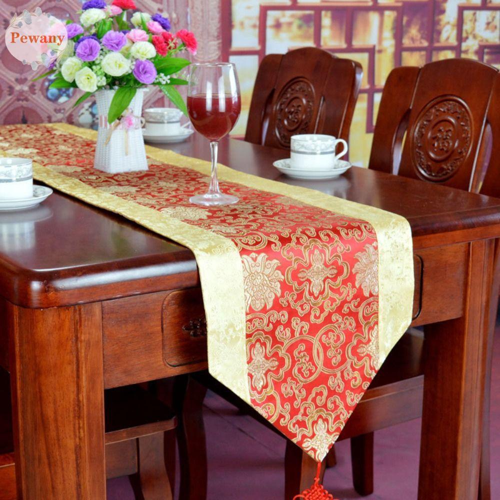 PEWANY Table Runner High-end Smooth Embroidery Wedding Tea Ceremony ...