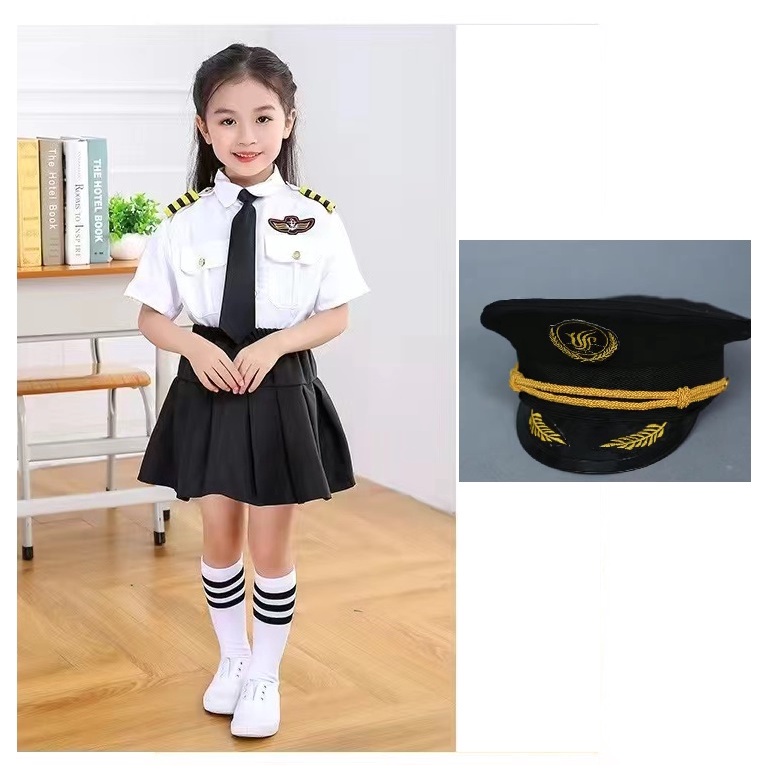 Ready Stock Children's Captain Uniform Stewardess Riding Costume Pilot ...