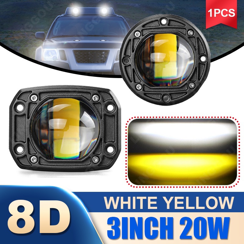 8D 3" 20W 12V 24V Flush Mount LED Pods Work Light Bar Offroad White ...