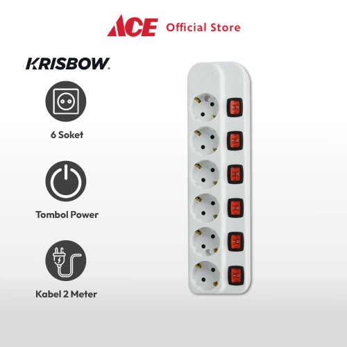 TOMBOL Ace - Krisbow 6 Socket Socket With On/Off Button Kr-4368 White ...