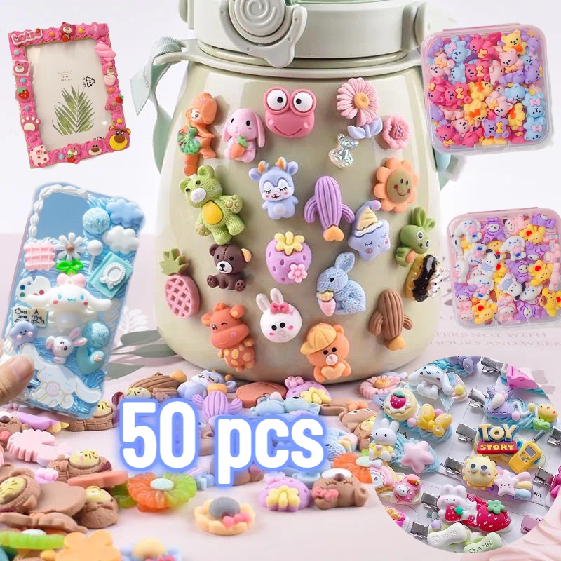 50pcs cartoon decorations Accessories Resin Clay Resin Characters DIY ...