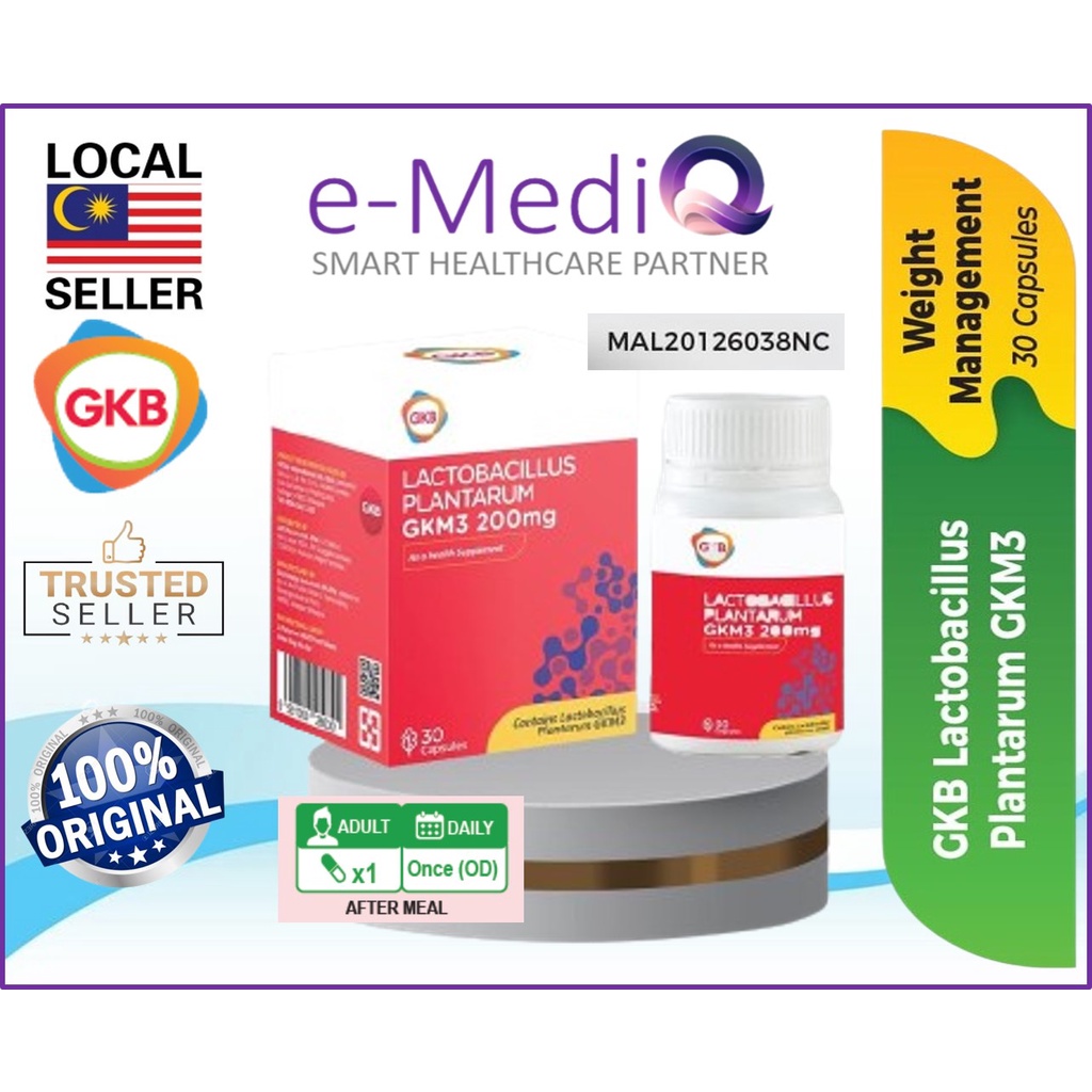 GKB Lactobacillus Plantarum (GKM3) 200mg 30's | Lose Belly Fat | Weight ...