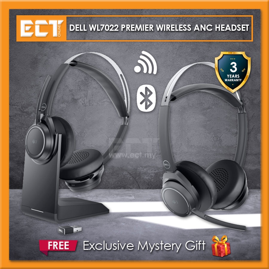 Dell WL7022 Premier Wireless Bluetooth ANC Headset with Charging Stand ...