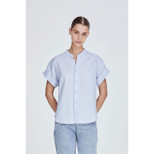 Mandarin Collar Blouse | Shopee Malaysia
