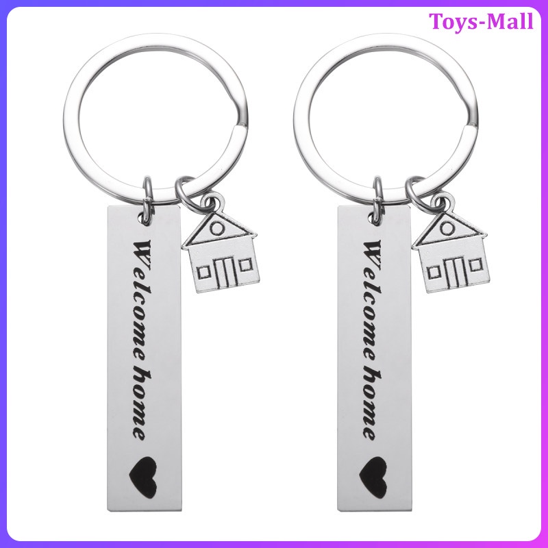 2pcs Silver Welcome New Home Keychains Key Rings Key Holder Ornaments ...