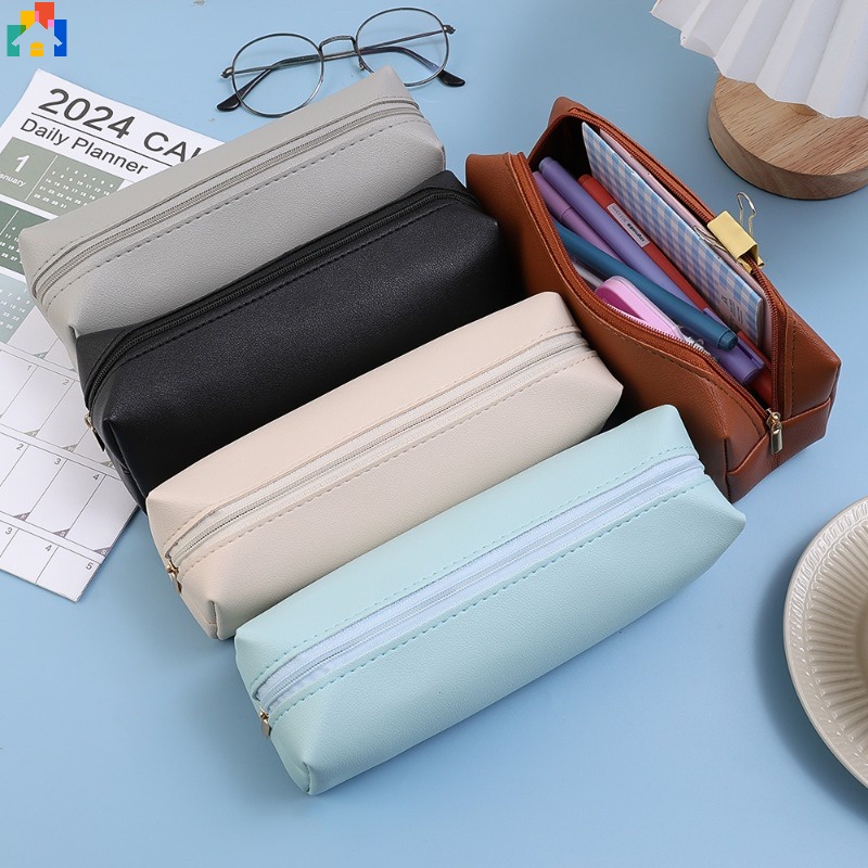 Korean Style PU Leather Pencil Case Large Capacity Pen Bag ...