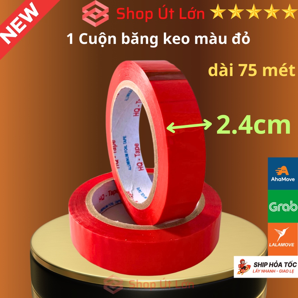 1 roll of red OPP tape 2.4cm wide, 75 meters long, 3mm paper core ...