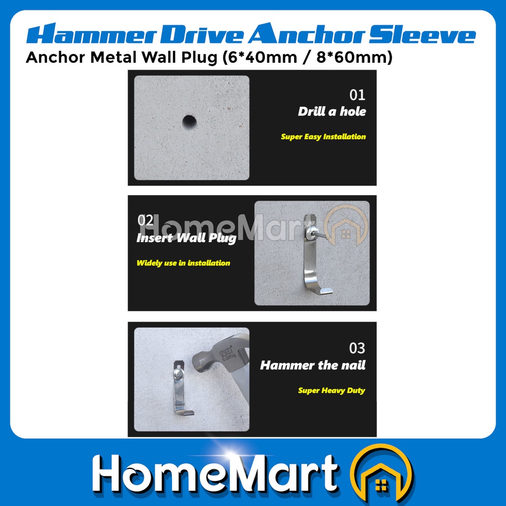 Premium Quality AINNA Zinc Alloy Hammer Drive Anchor / Paku Aluminium ...