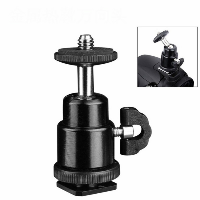 Metal hot shoe bracket small head fill light stand universal rotating ...