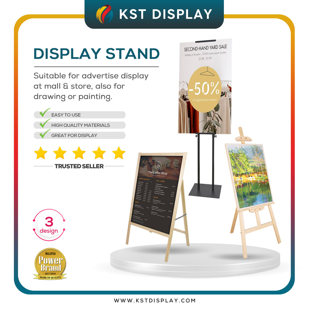 (READY STOCK) Display Stand/Poster Board/Pine Wood Easel Stand/Tripod ...
