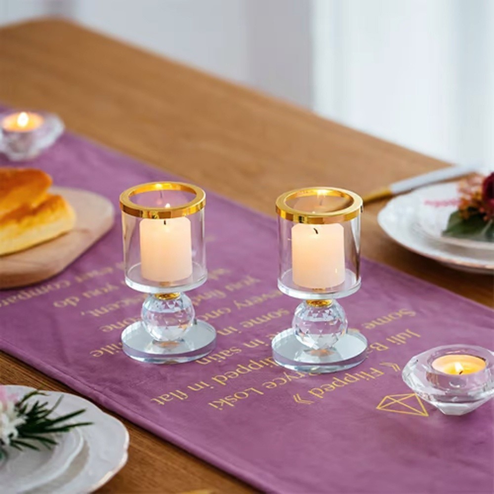 RH Candle Crystal Holder Glass Light Stand Wedding Event Home ...