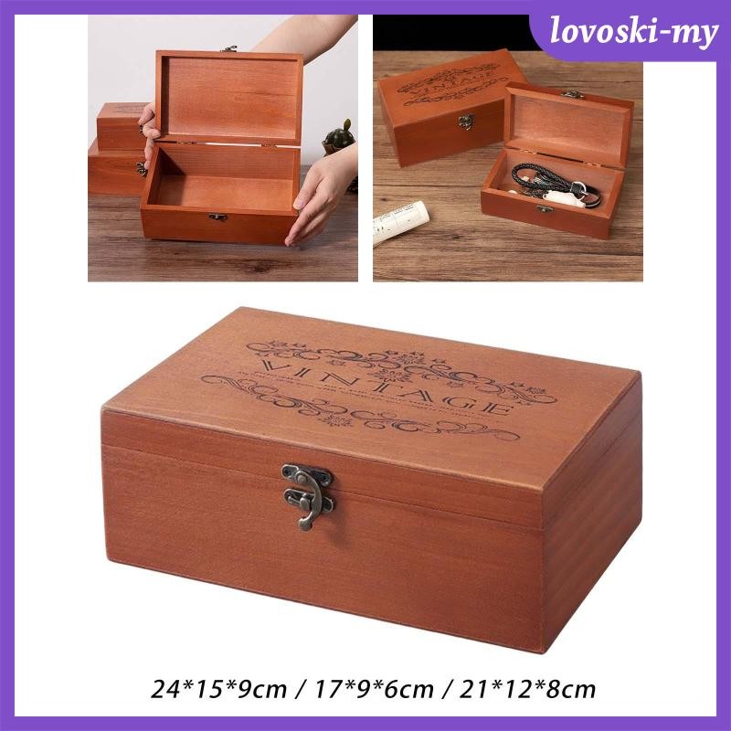 [LovoskiMY] Wooden Storage Box Multifunctional Treasure Chest Box ...