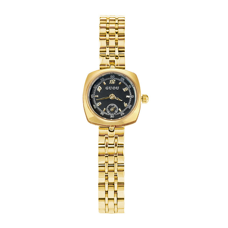 Guou 6058 Simple Retro Quartz Watch Temperament Steel Band Ladies Watch ...
