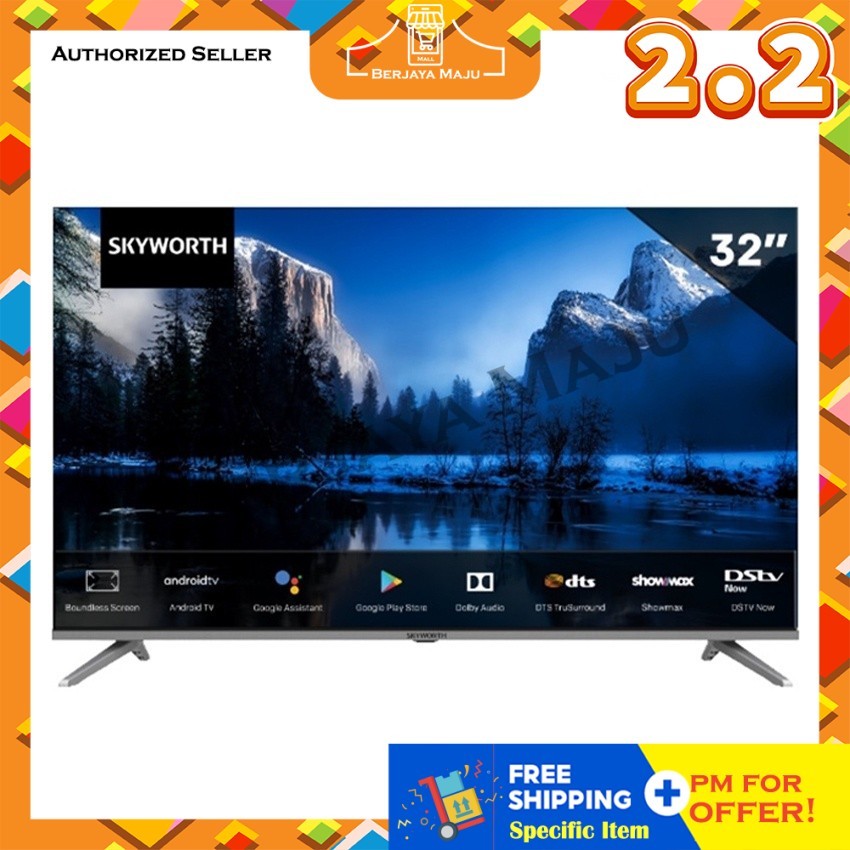 Skyworth 32" HD Smart Android LED TV 32STD6500 | Shopee Malaysia