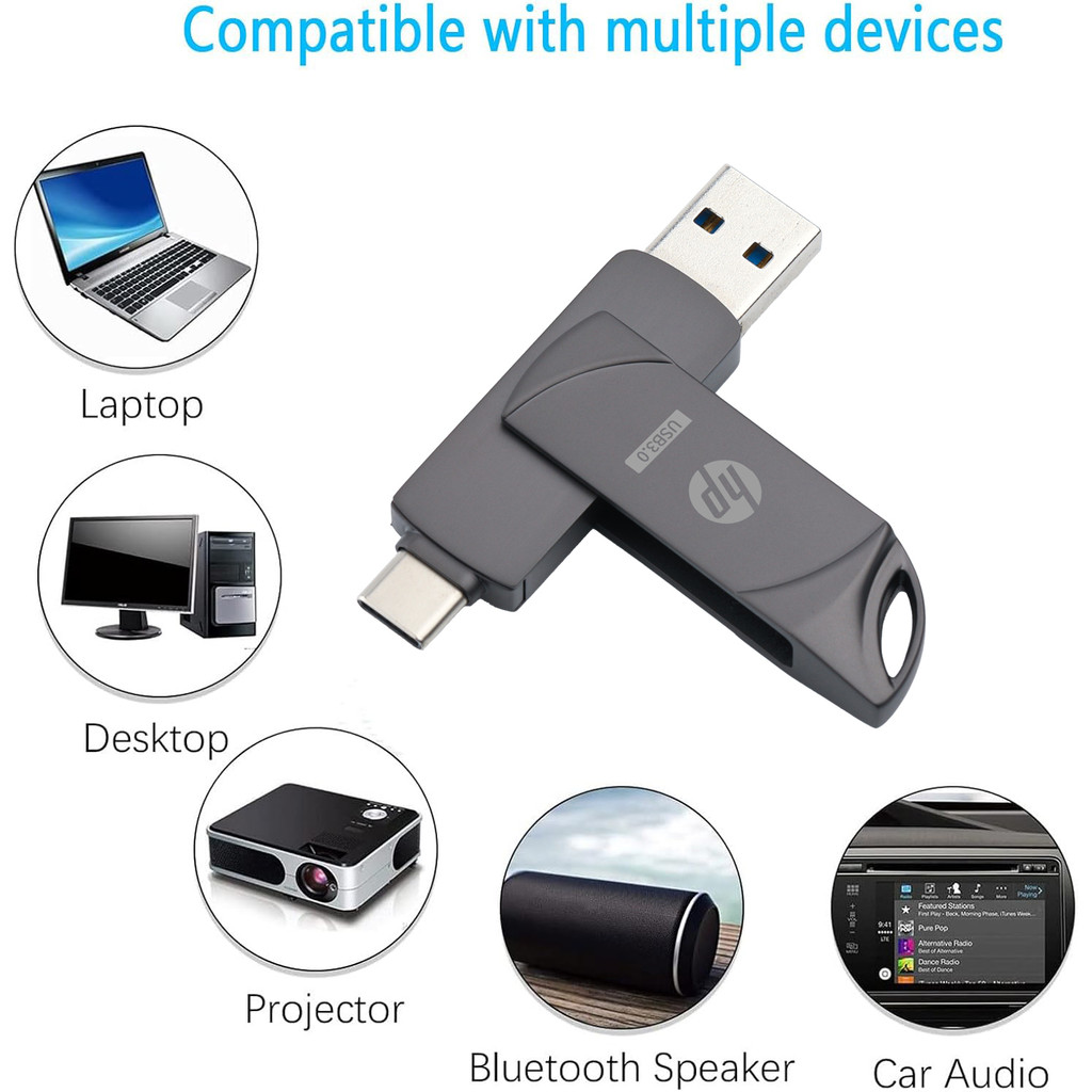 HP Original 2TB OTG USB 3.0 Flash Drive type-c 2in1 portable Memory ...