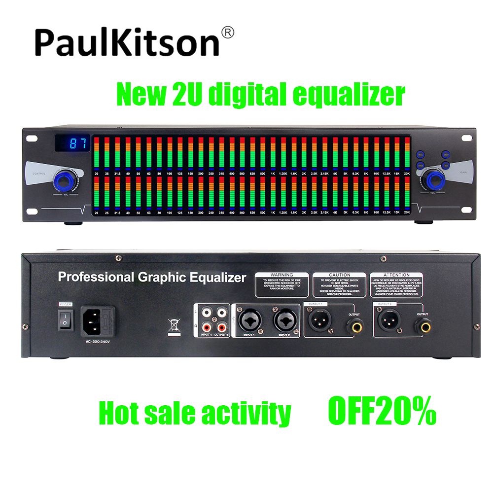 2U Dual Spectrum Audio Equalizer Digital 31 Bands Audio Digital Effect ...