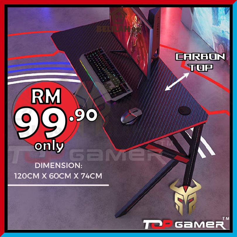 TOP GAMER Carbon Gaming Table Desk /Office Table/Game Table/Study Table ...