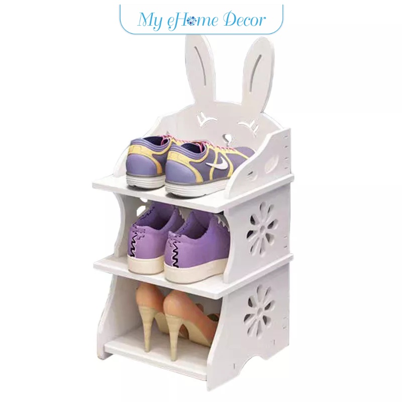 Cute rabbit bear design children's shoes rack multilayer living room ...