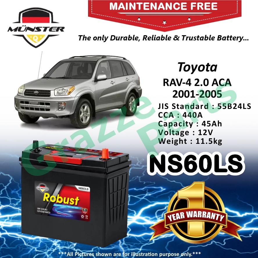 Münster Robust MF CMF NS60LS | 55B24LS (45AH) Car Battery Bateri Kereta ...
