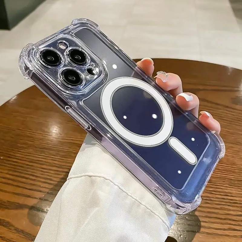 Luxury Transparent Magnetic Phone Case For iPhone 16 15 14 13 12 11 Pro ...