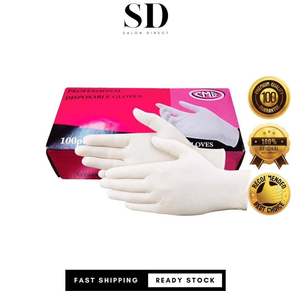 CME Disposable White Latex Hand Gloves Box (100PCS) (SD) | Shopee Malaysia