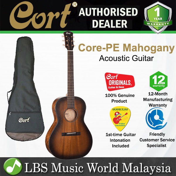 Cort Core-PE Mahogany Parlor Acoustic Guitar with Deluxe Soft Case ...