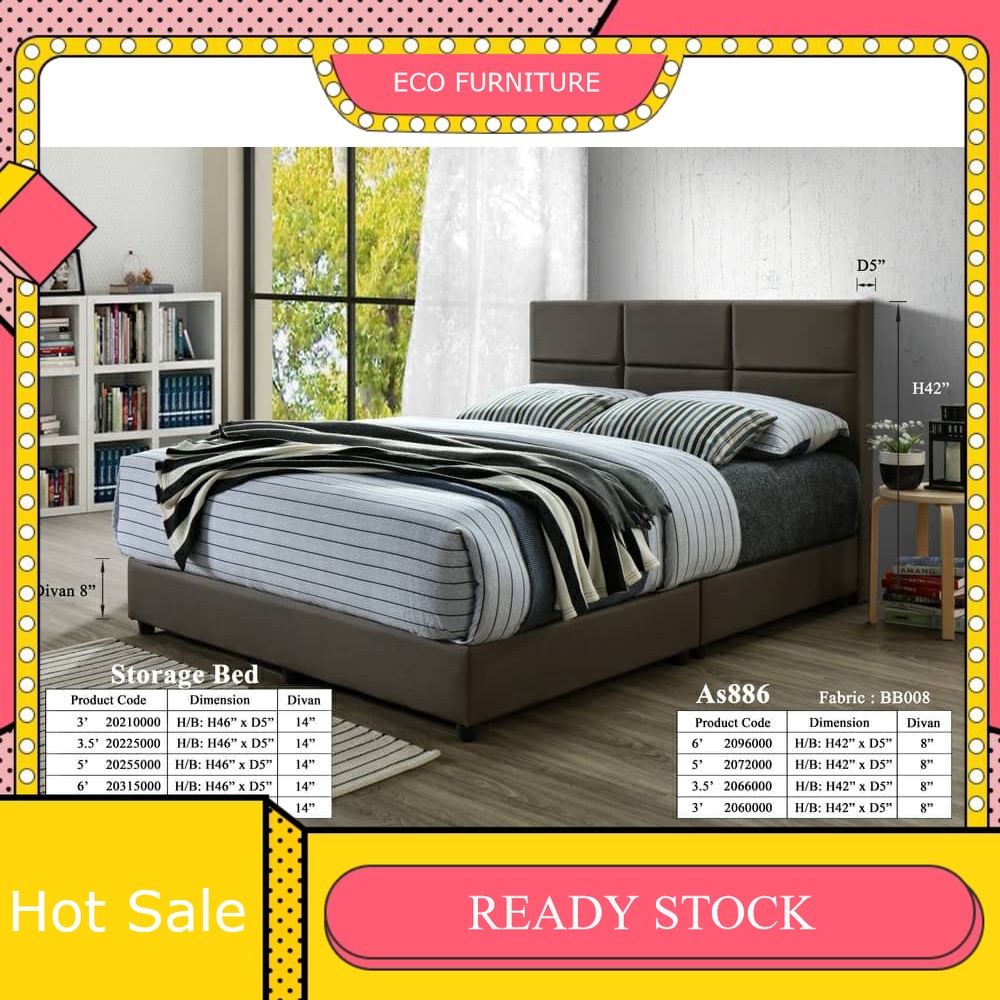 Single / Super Single / Queen / King Katil Kain Divan Katil Tambah Foam ...