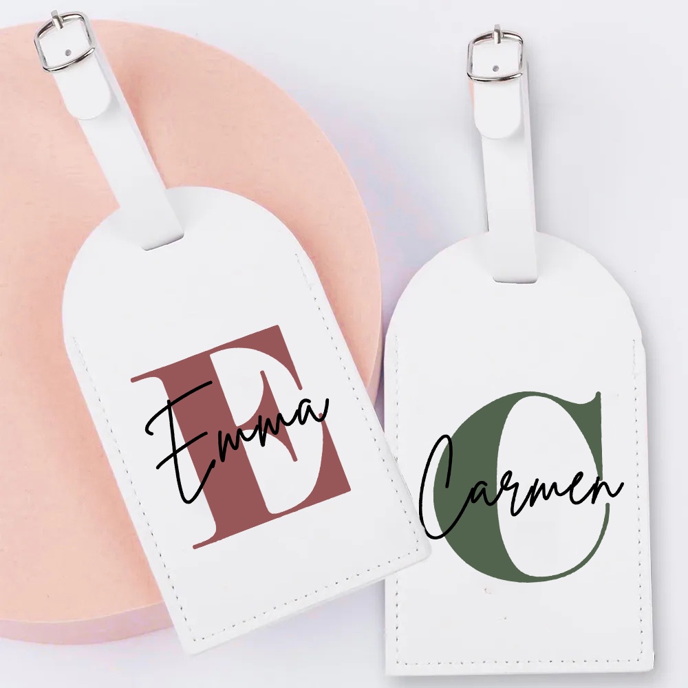 Personalised Monogram PU Luggage Tag Initial with Name Leather for ...