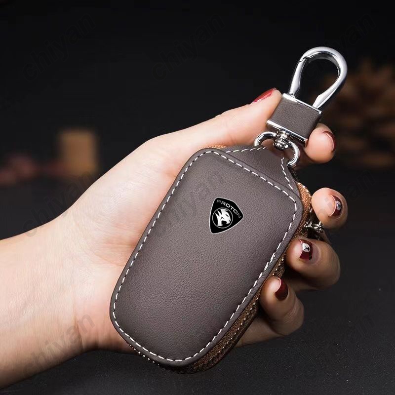 Smooth Leather Car Key Holder Wallet Bag Remote Fob Shell Case Cover ...
