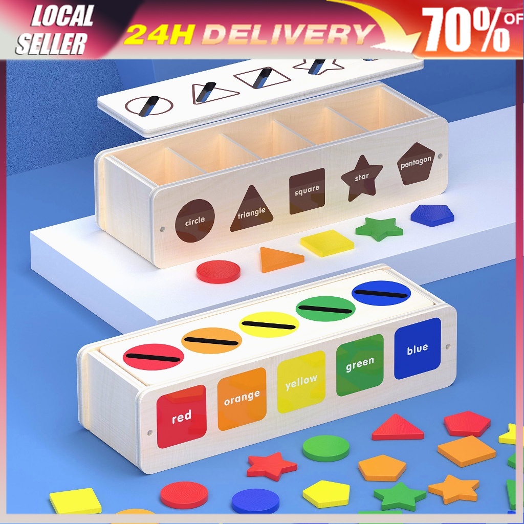 Wooden Shape Sorting Learning Toys Color Sorting Coin Box Learning ...
