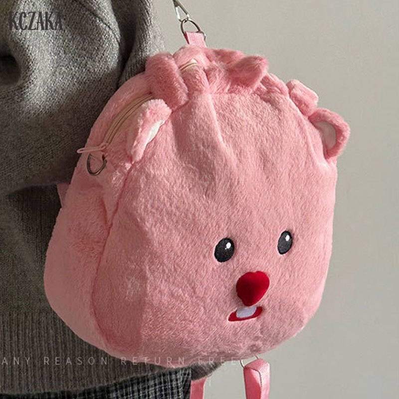 KCZAKA Cute loopy Women's Shoulder Bag Plush Little Beaver Bag Women's ...