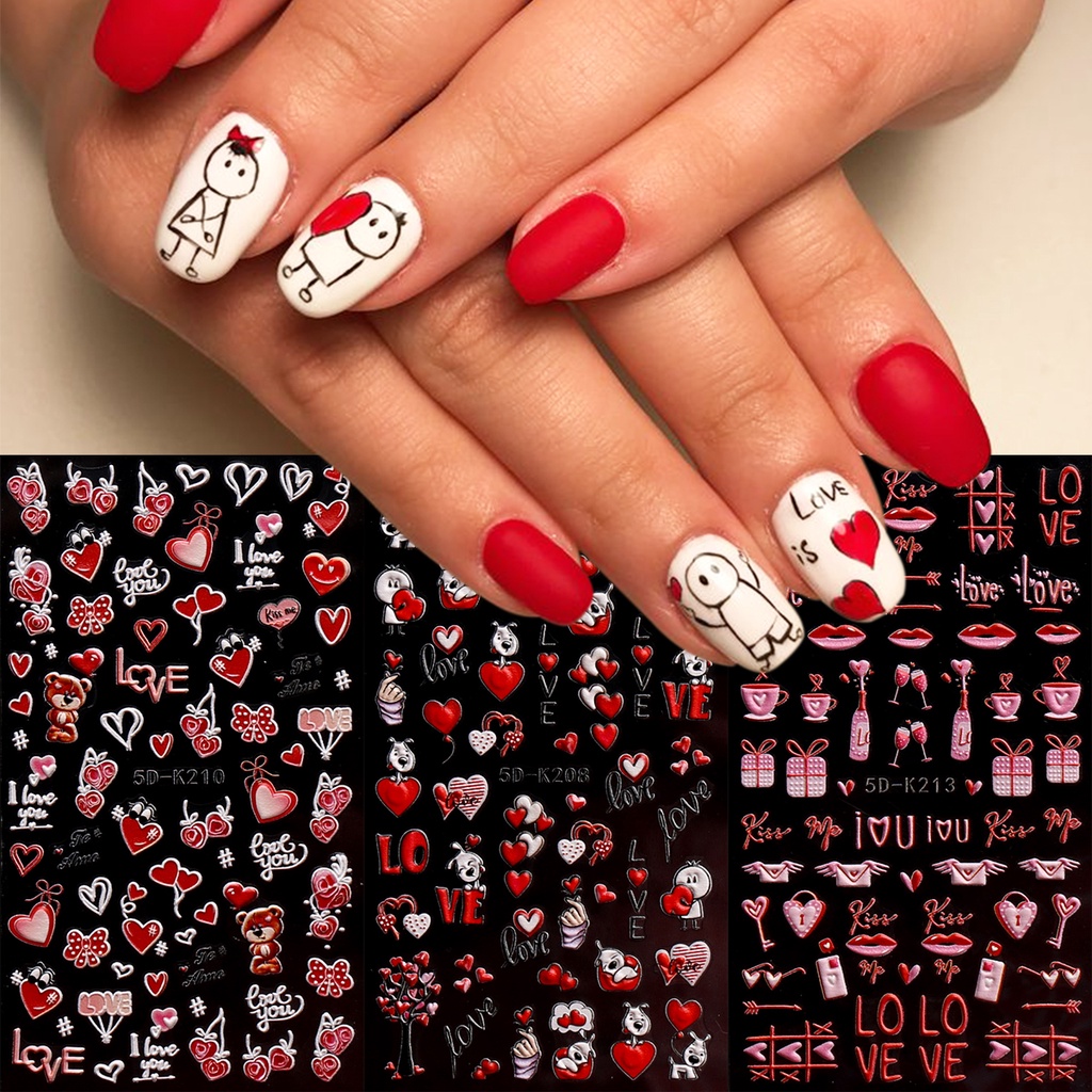 HAMA NAIL Nail Art Stickers Wholesale 5D Embossed Cute Cartoon ...