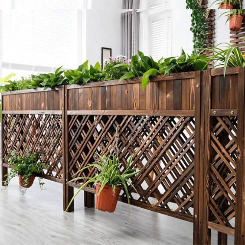 Partition Flower Stand Outdoor Flower Groove Carbonized Grid Flower Box ...