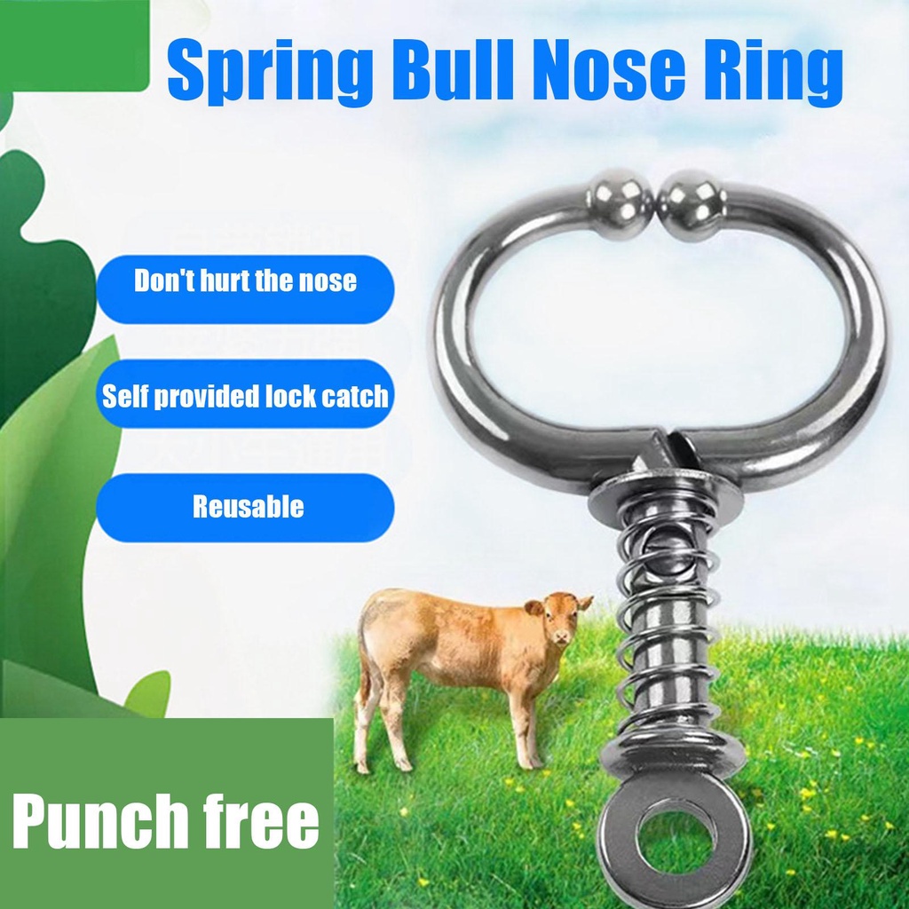 ^Lz^ Cattle Nose Ring Non Punch Stainless Steel Spring Bull Ring Nose ...