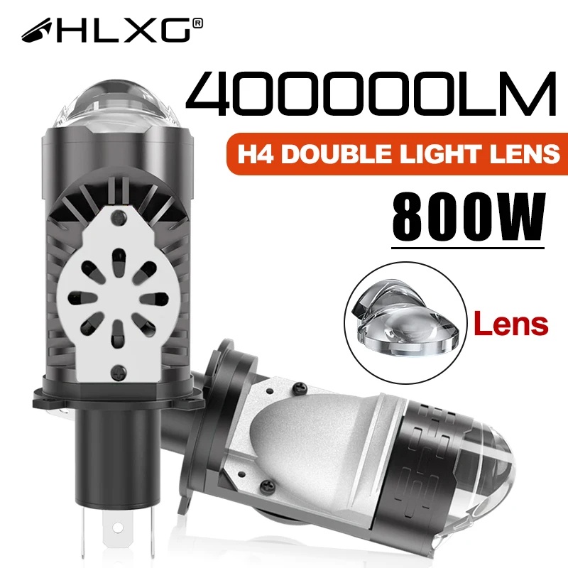 HLXG 2PCS H4 Led Projector Mini Lens Bi Led Lens 400000LM Headlight Bulbs 1:1 Plug Play 9002 HB2 ...