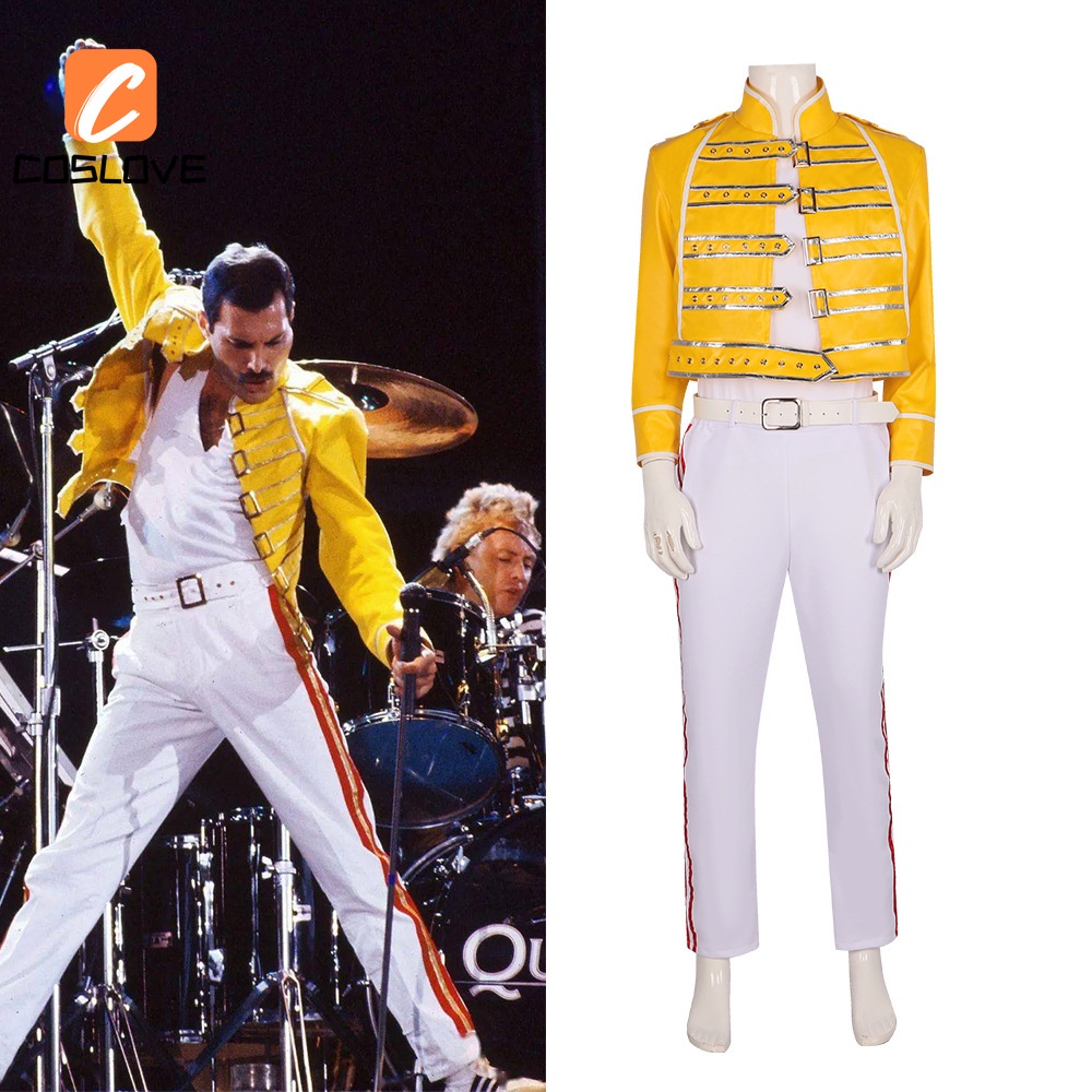 The Queen Freddie Cosplay Full Set Costume Suit For Man Yellow Coat ...