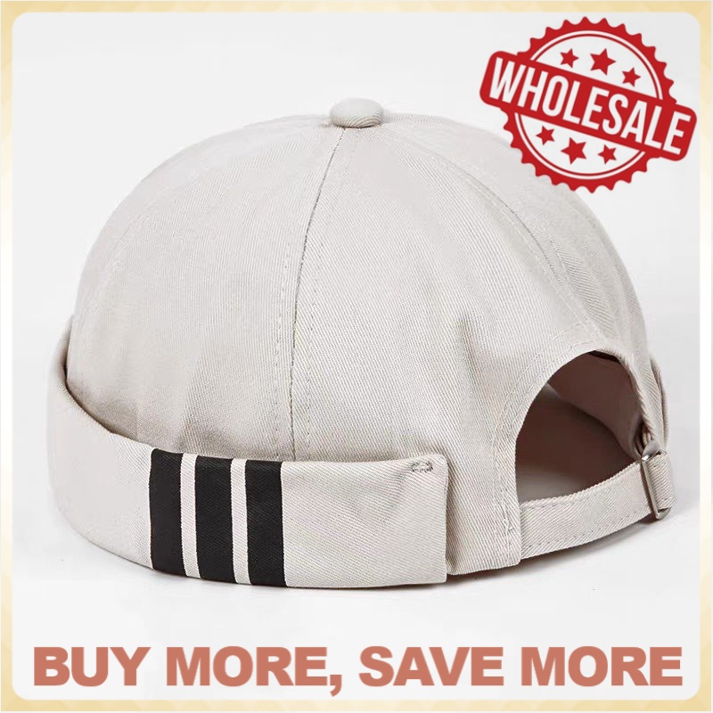 [Ready Stock] Corduroy Retro Cotton No Visor Men and Women Brimless Rolled Cuff Harbour no brim ...